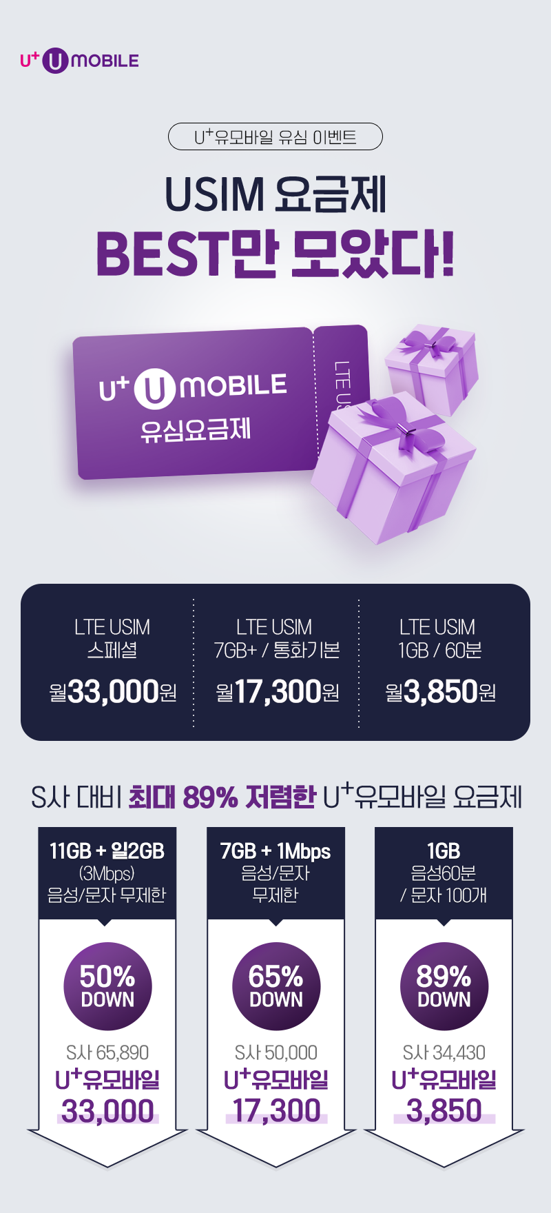 [종료]USIM 요금제 BEST만 모았다! | U+유모바일